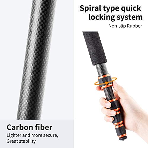 K&F Concept 60 inch Carbon Fiber Camera Tripod,Super Lightweight Compact Travel Tripod with 360 Degree Ball Head,Quick Release Plate,Detachable Monopod 8KG Load Capacity for SLR DSLR C225C0 (BA225)