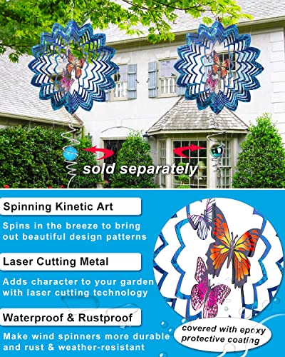 ABXKZ Kinetic Wind Spinners Outdoor Metal Large,3D Monarch Butterfly Garden Art Hanging Decor,12in Shiny Blue Wind Catcher Patio Ornament Gift,Stainless Steel Craft Sculpture Yard Decoration Clearance