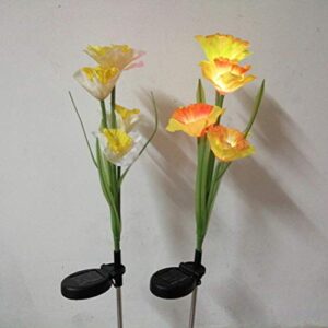 mobestech solar garden stake light waterproof solar daffodil flower light solar path light for garden, 1pcs, 1pcs yellow & white