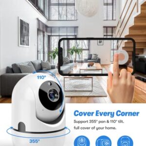 Security-Camera-for-Baby-Monitor-2K Wi-Fi Cameras-for-Home-Security, Pan/Tilt/Zoom Indoor Camera Wireless with Phone APP, 2-Way Audio, Motion Detection, Night Vision