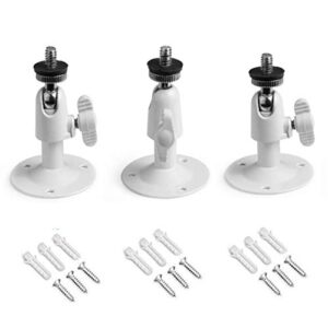 sermicle security wall mount for stick up cam wired/batter, metal security camera bracket for oculus sensor,arlo, arlo pro, 360° rotation 1/4″ screw (3 pack,white)