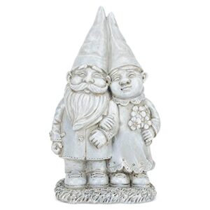 nat & jules married gnome couple aged cement hue 12 inch resin garden statue