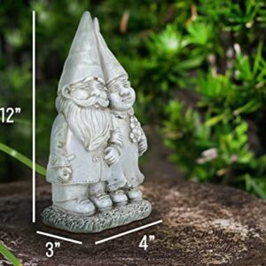 NAT & Jules Married Gnome Couple Aged Cement Hue 12 inch Resin Garden Statue