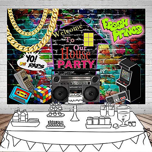 Mocsicka Hip Hop Graffiti Theme Photography Backdrops 80's 90's Colorful Brick Wall Photo Booth Vinyl Retro Music Rock Punk Party Banner Decorations Studio Props (7x5ft)