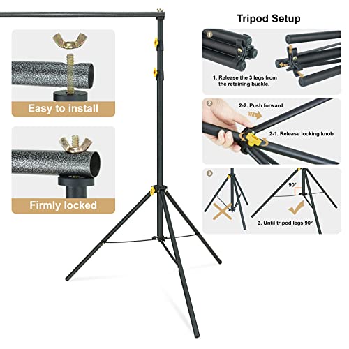 LINCO Lincostore Backdrop Support Stand Kit 10x6.5ft Adjustable Photography Studio Photo Background Support System with Carrying Bag for Green Screen Muslin, 4171