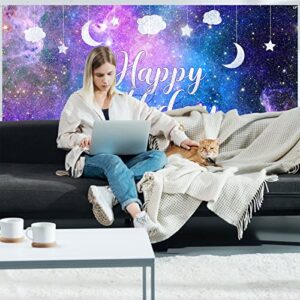 Space Galaxy Birthday Backdrop Cosmic Galaxy Background Starry Universe Nebula Stars Photography Background Banner for Kids Birthday Party Baby Shower Decoration, 70.8 x 43.3 Inches