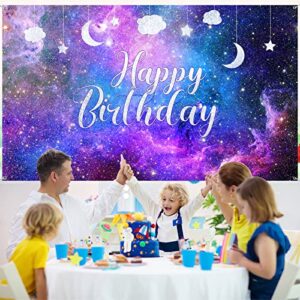 Space Galaxy Birthday Backdrop Cosmic Galaxy Background Starry Universe Nebula Stars Photography Background Banner for Kids Birthday Party Baby Shower Decoration, 70.8 x 43.3 Inches