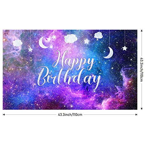 Space Galaxy Birthday Backdrop Cosmic Galaxy Background Starry Universe Nebula Stars Photography Background Banner for Kids Birthday Party Baby Shower Decoration, 70.8 x 43.3 Inches