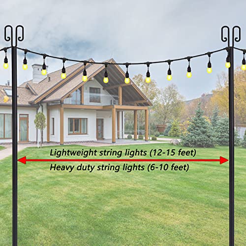 TIILONGVA Outdoor String Light Poles 2 Pack, 100 Inch Light Poles for Outside String Lights, Backyard Steel Patio Light Poles for Garden, Patio, Wedding, Party, Birthday Decorations (Black, 2)