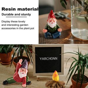 YARCHONN Miniature Garden Gnomes Ornament Outdoor, Resin Elf Statue, Funny Gnome Fairy Garden Accessories for Patio, Yard, Lawn or Home Garden Decorations, (5PK Yoga Theme)