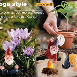 YARCHONN Miniature Garden Gnomes Ornament Outdoor, Resin Elf Statue, Funny Gnome Fairy Garden Accessories for Patio, Yard, Lawn or Home Garden Decorations, (5PK Yoga Theme)