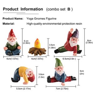 YARCHONN Miniature Garden Gnomes Ornament Outdoor, Resin Elf Statue, Funny Gnome Fairy Garden Accessories for Patio, Yard, Lawn or Home Garden Decorations, (5PK Yoga Theme)