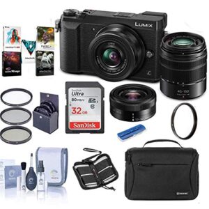 panasonic lumix dmc-gx85 mirrorless camera with 12-32 & 45-150mm lenses and accessories kit