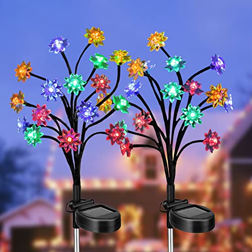 ITICdecor Solar Garden Lights Solar Flower Landscape Lights, Solar Decorative Lights Outdoor for Pathway, Patio, Front Yard Decoration(2 Pack)