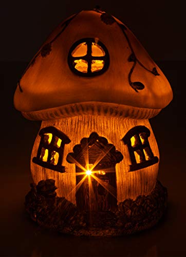 VP Home Tree Trunk Fairy House Solar Powered LED Outdoor Decor Garden Light & Mushroom Fairy House Solar Powered Outdoor Decor LED Garden Light