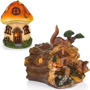 vp home tree trunk fairy house solar powered led outdoor decor garden light & mushroom fairy house solar powered outdoor decor led garden light