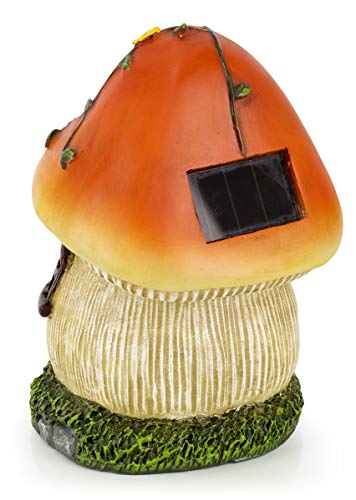 VP Home Tree Trunk Fairy House Solar Powered LED Outdoor Decor Garden Light & Mushroom Fairy House Solar Powered Outdoor Decor LED Garden Light