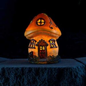 VP Home Tree Trunk Fairy House Solar Powered LED Outdoor Decor Garden Light & Mushroom Fairy House Solar Powered Outdoor Decor LED Garden Light