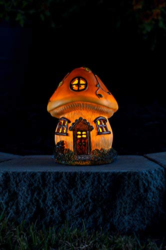 VP Home Tree Trunk Fairy House Solar Powered LED Outdoor Decor Garden Light & Mushroom Fairy House Solar Powered Outdoor Decor LED Garden Light