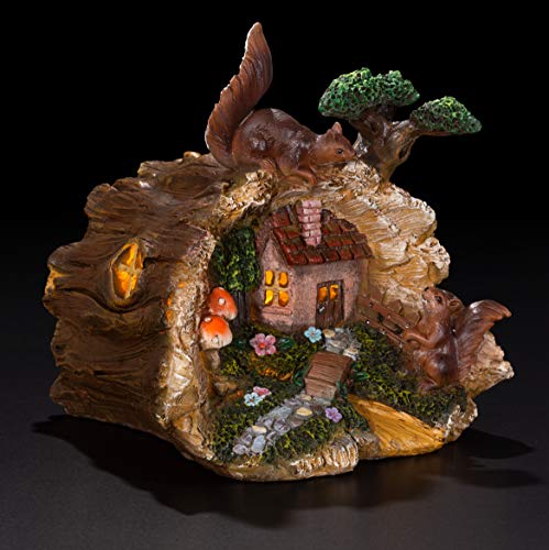 VP Home Tree Trunk Fairy House Solar Powered LED Outdoor Decor Garden Light & Mushroom Fairy House Solar Powered Outdoor Decor LED Garden Light