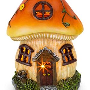 VP Home Tree Trunk Fairy House Solar Powered LED Outdoor Decor Garden Light & Mushroom Fairy House Solar Powered Outdoor Decor LED Garden Light