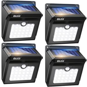 baxia technology solar outdoor lights wireless security motion sensor outdoor lights solar lights outdoor waterproof for front door,backyard,steps,garage,garden (400lm,4 packs)