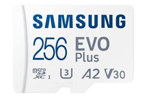 samsung evo plus w/sd adaptor 256gb micro sdxc, up-to 130mb/s, expanded storage for gaming devices, android tablets and smart phones, memory card, mb-mc256ka/am, 2021