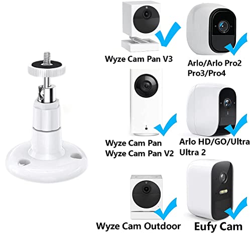 3 Pack Wall Mount for Ring Camera&Stick Up Cam Wired/Indoor Cam//Battery Cam/Ring Plug-in HD Security Cam,Indoor Outdoor Bracket for Wyze Cam Pan/V2 /V3/Outdoor, 360° Adjustable Mounting Bracket