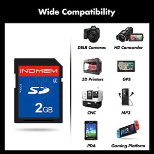 INDMEM 2 Pack SD Card 2GB Class 4 Flash Memory Card 2G SLC Stanard Secure Digital Cards (2PC)