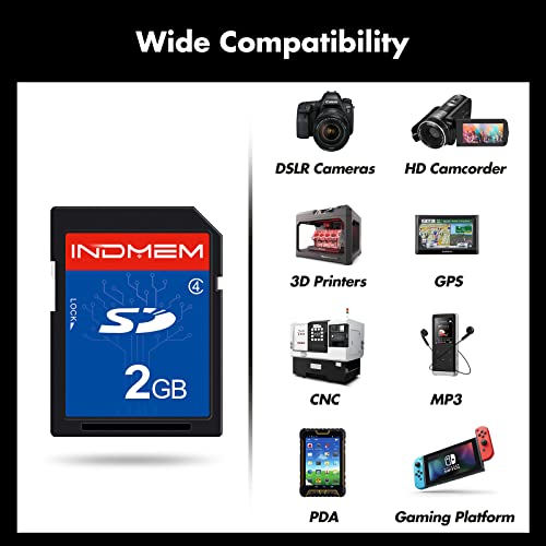 INDMEM 2 Pack SD Card 2GB Class 4 Flash Memory Card 2G SLC Stanard Secure Digital Cards (2PC)