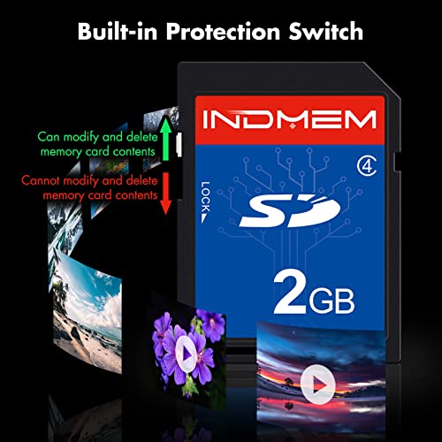 INDMEM 2 Pack SD Card 2GB Class 4 Flash Memory Card 2G SLC Stanard Secure Digital Cards (2PC)