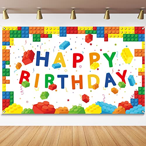 Building Blocks Party Decorations Banner Colorful Blocks Birthday Photography Backdrop Building Blocks Theme Party Supplies