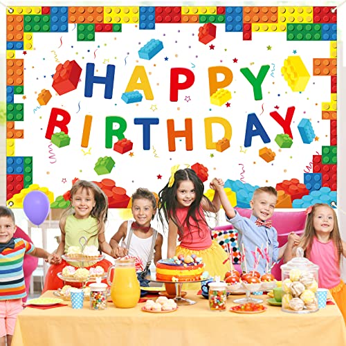 Building Blocks Party Decorations Banner Colorful Blocks Birthday Photography Backdrop Building Blocks Theme Party Supplies