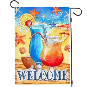 summer welcome garden flags for outside 12×18 double sided tropical hawaii beach vertical garden yard flags pool home party outdoor garden decor banner