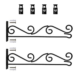 nobrandd wall mount garden flag pole holder,2 pack metal wrought iron garden flags scroll hanger – yard mailbox post flag bracket – garden flag stand for wall wood mailbox post