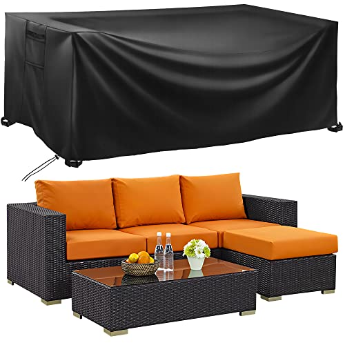 bemece Patio Furniture Set Covers, Waterproof, UV Resistant, Upgraded Ripstop 420D Oxford Outdoor Rectangular Patio Furniture Set Covers 124" L x 70" W x 29" H