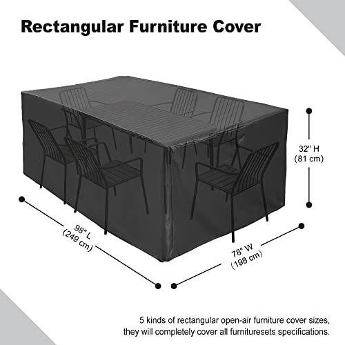 bemece Patio Furniture Set Covers, Waterproof, UV Resistant, Upgraded Ripstop 420D Oxford Outdoor Rectangular Patio Furniture Set Covers 124" L x 70" W x 29" H