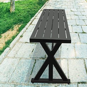 bigget 2pc Outdoor Metal Bench for Garden,Patio Dining Seating Benches Furniture for Outside Park,Picnic,Yard(Black)