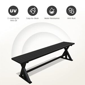 bigget 2pc Outdoor Metal Bench for Garden,Patio Dining Seating Benches Furniture for Outside Park,Picnic,Yard(Black)