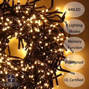 MWYYYJ 448LED Cluster Christmas Lights Outdoor Indoor String Lights Warm White 8 Modes Waterproof Christmas Tree Fairy Lights Patio Garden Party Wedding Holiday Decoration UL Certified