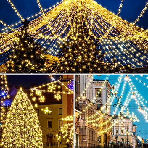 MWYYYJ 448LED Cluster Christmas Lights Outdoor Indoor String Lights Warm White 8 Modes Waterproof Christmas Tree Fairy Lights Patio Garden Party Wedding Holiday Decoration UL Certified