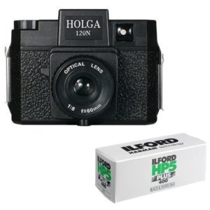 holga 120n medium format film camera (black) with 120 film bundle