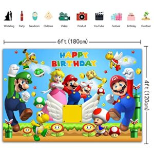 Sakurar SK Cartoon Game Bakdrop Adventure Game Video Cartoon Coin Kart Game Princess Peach Backdrop Vinyl Birthday Party Baby Shower Decoration Background 6x4ft