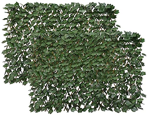 Garden Land Artificial Leaf Faux Ivy Expandable/Stretchable Privacy Fence Screen (2PC,Ivy)…