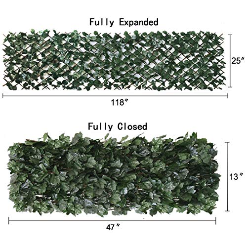 Garden Land Artificial Leaf Faux Ivy Expandable/Stretchable Privacy Fence Screen (2PC,Ivy)…