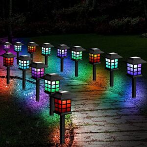 12pcs garden waterproof outdoor solar lights for yard,landscape,patio colorful