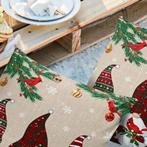 Christmas Gnomes Outdoor Pillow Covers 18 x 18 Inches, Winter Snowflake Waterproof Throw Pillow Cover Set of 2, Xmas Balls Pine ConeHome Decorative Square Cushion Covers for Patio/Tent/Couch/Garden