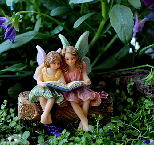 PRETMANNS Fairies for Fairy Garden - Garden Fairy Figurines - Garden Fairies for a Miniature Fairy Garden - Adorable Sitting Fairy Garden Fairies - 1 Piece Sister Fairies