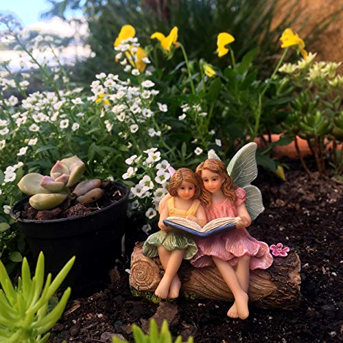 PRETMANNS Fairies for Fairy Garden - Garden Fairy Figurines - Garden Fairies for a Miniature Fairy Garden - Adorable Sitting Fairy Garden Fairies - 1 Piece Sister Fairies