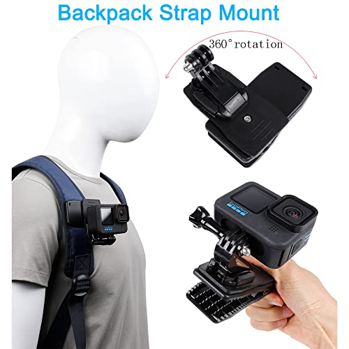 Accessories Set for GoPro Hero 11/10/9/8/7/6/5/4,New Quick Release Head Strap Mount + Chest Mount Harness + Backpack Clip Holder + 360°Rotating Wrist Strap